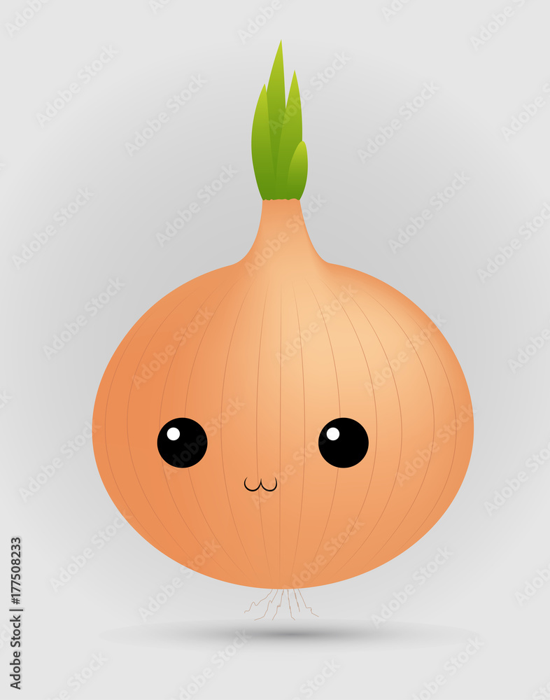 Happy smiling cute onion.Vector flat cartoon character illustration ... Happy smiling cute onion.Vector flat cartoon character illustration ...