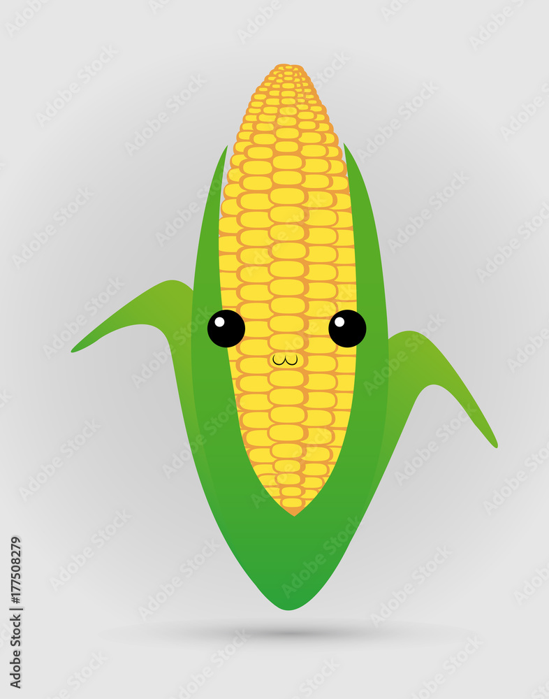 Happy smiling cute maize.Vector flat cartoon character illustration ...