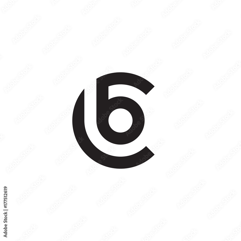 Initial letter cb, bc, b inside c, linked line circle shape logo ...