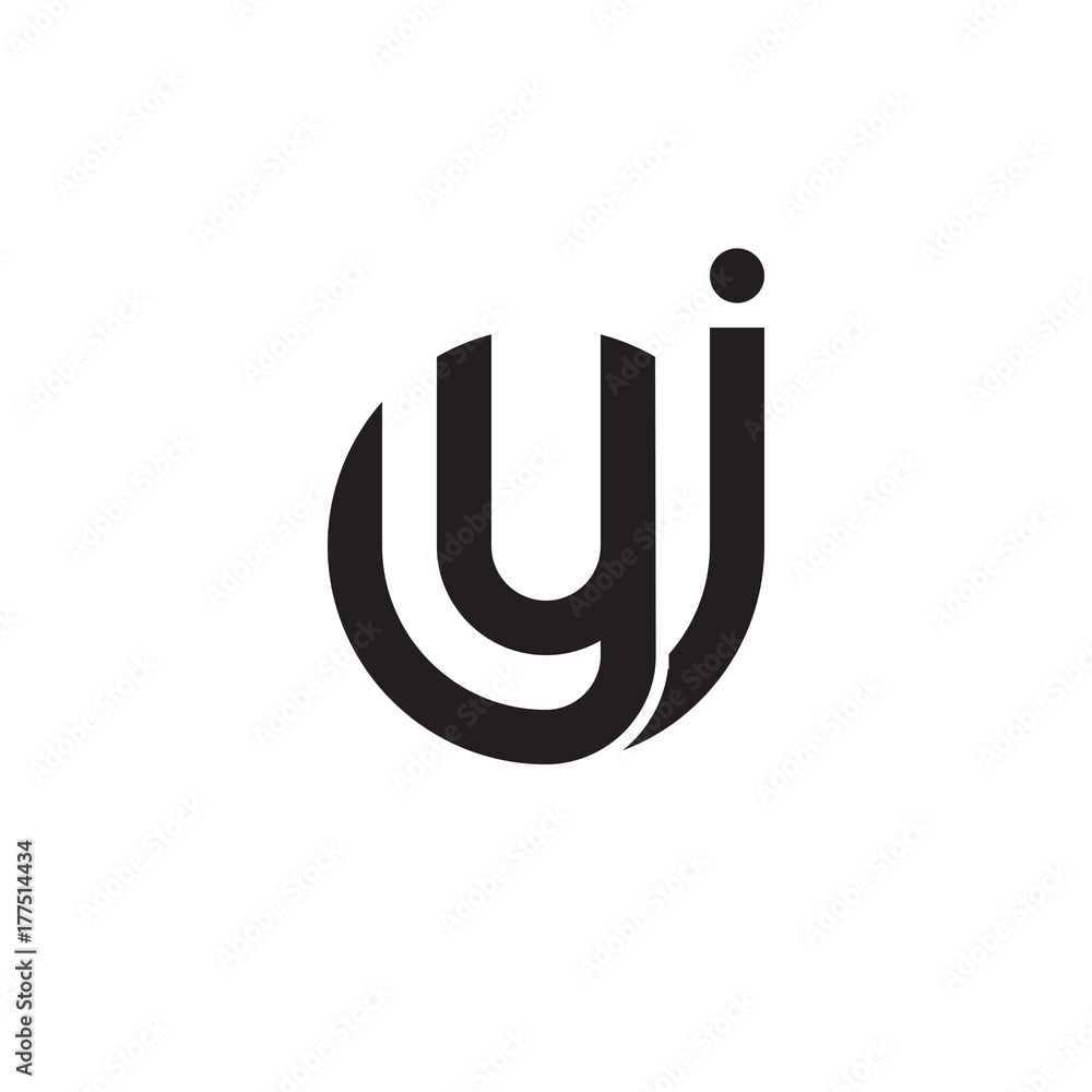 Initial letter jy, yj, y inside j, linked line circle shape logo ...