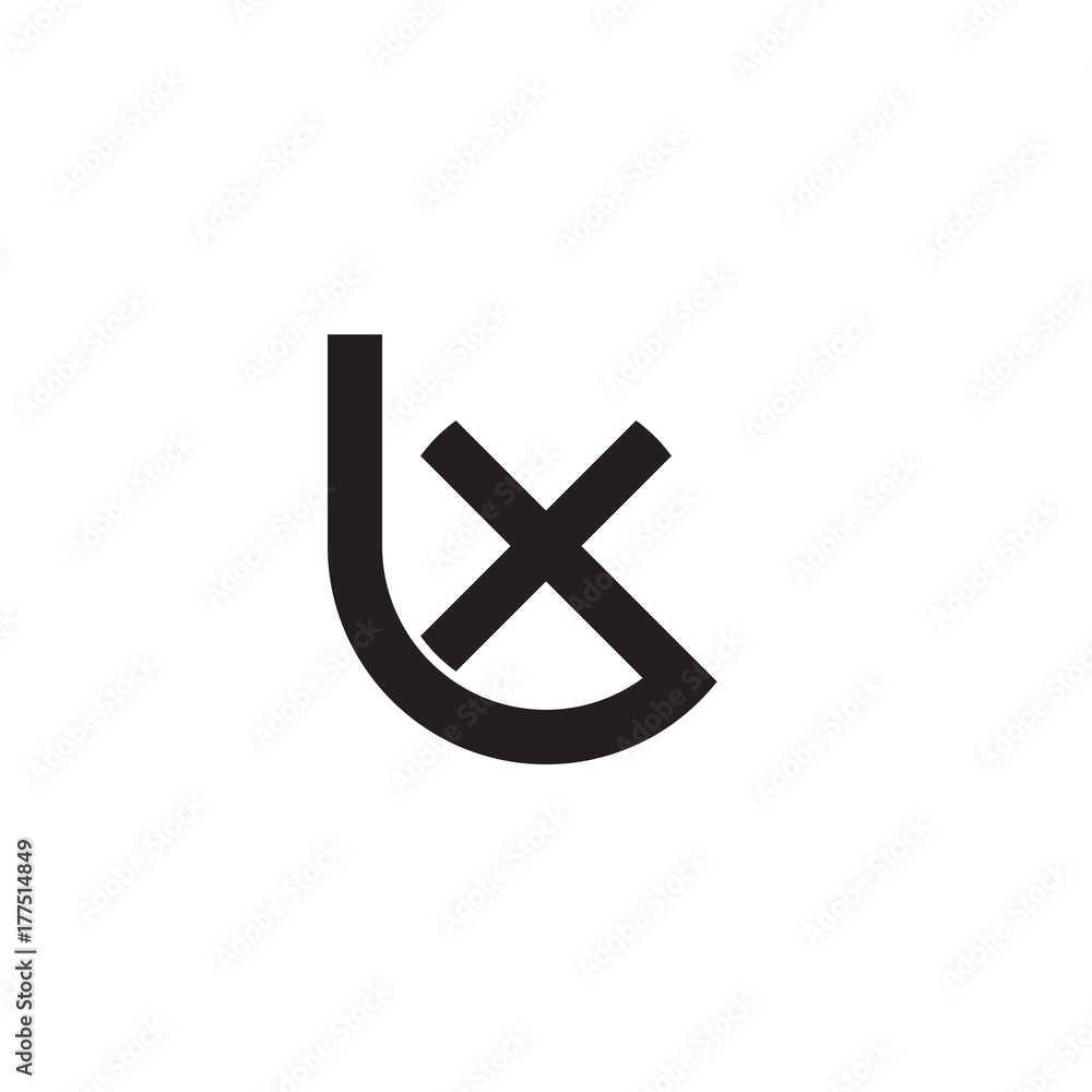 Initial letter lx, xl, x inside l, linked line circle shape logo ...