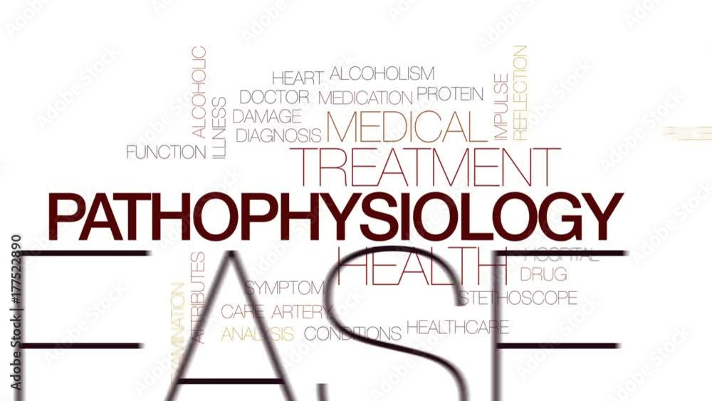 Pathophysiology animated word cloud, text design animation. Kinetic ...