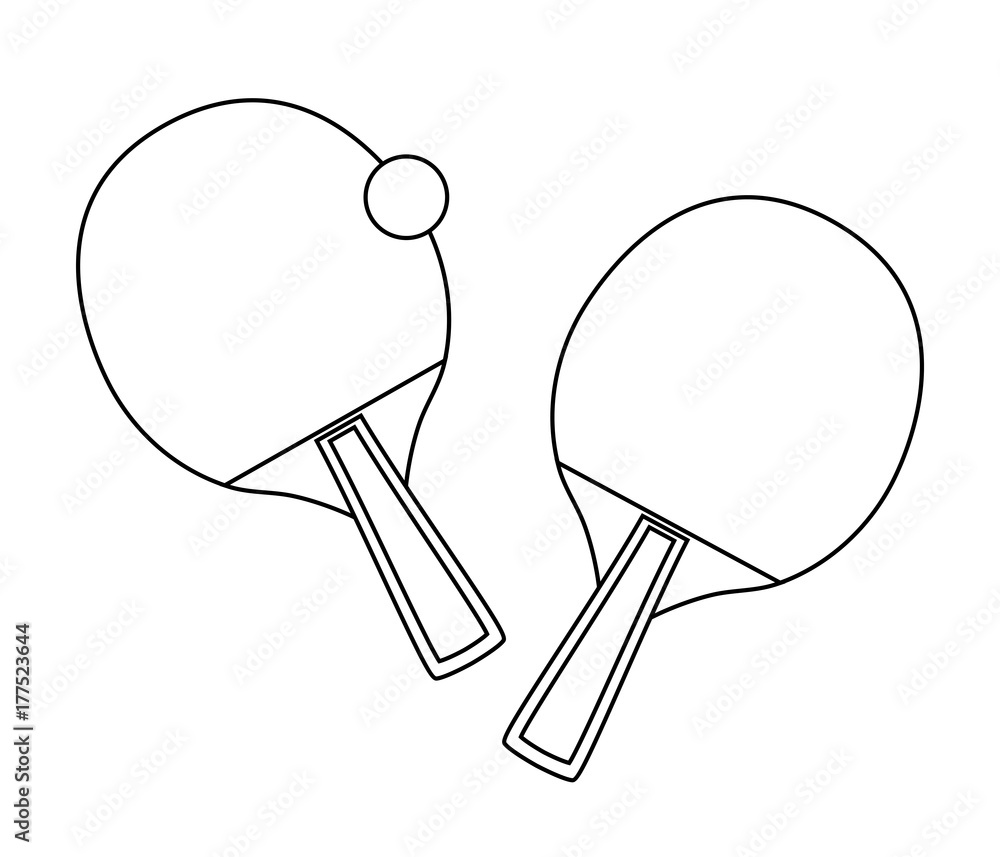 Vector outline design of table tennis bats and ball Stock Vector ...