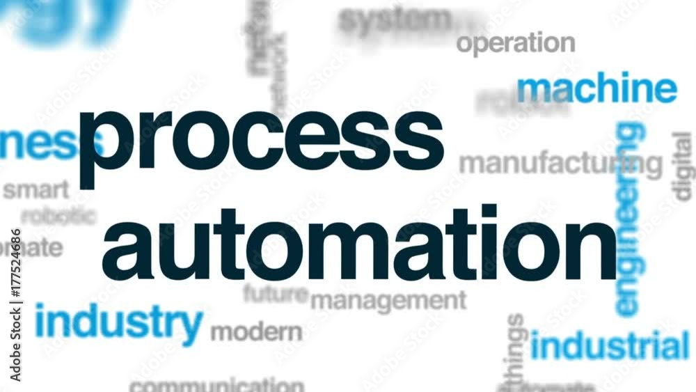 Process automation animated word cloud, text design animation. Stock ...