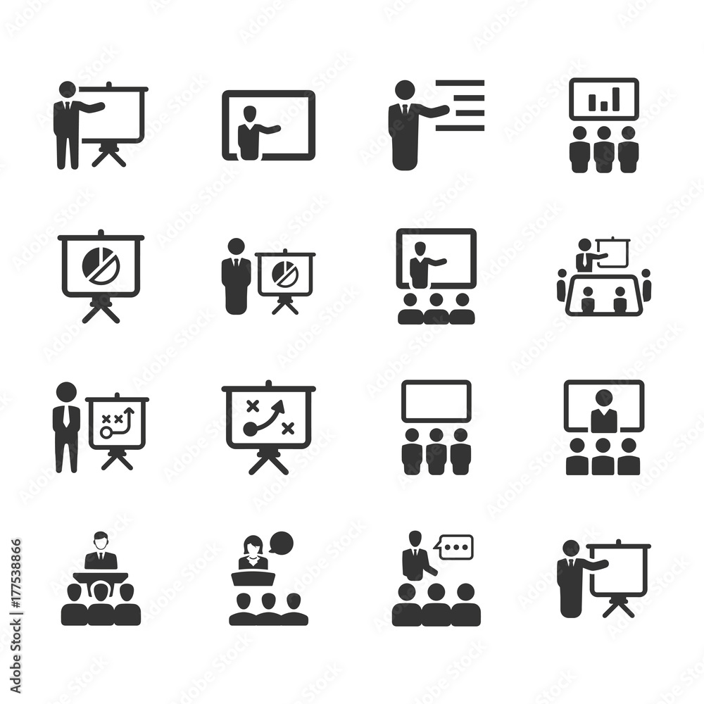 Business Presentation Icons Stock Vector | Adobe Stock