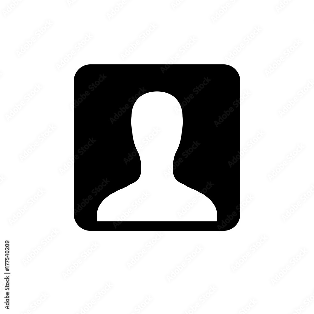Default Unisex Profile Icon Framed Flat Vector Graphic On Isolated