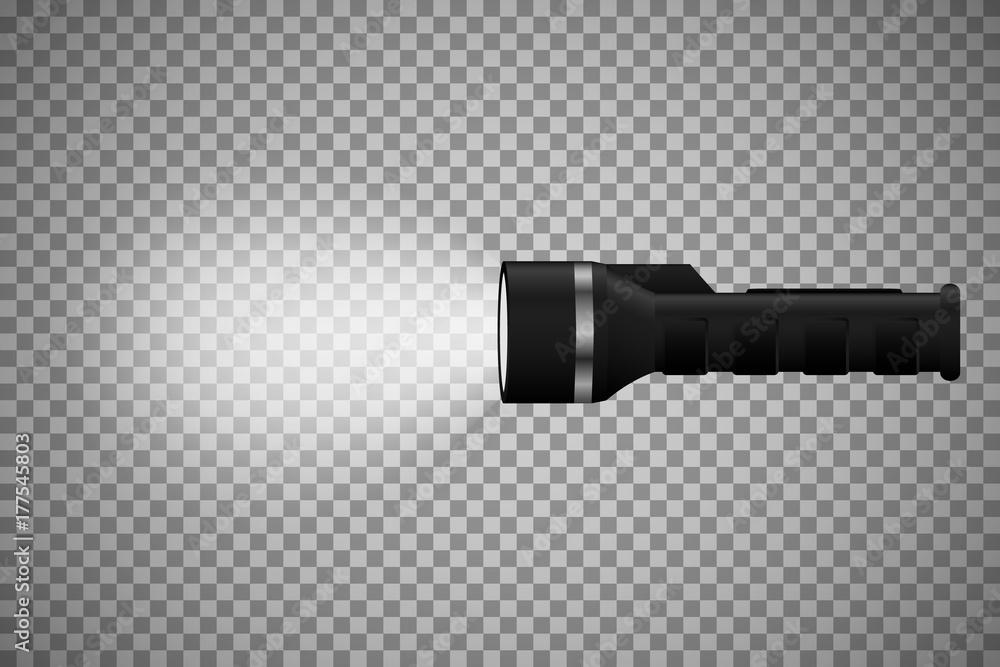 Flashlight on a transparent background. Vector illustration. Stock ...