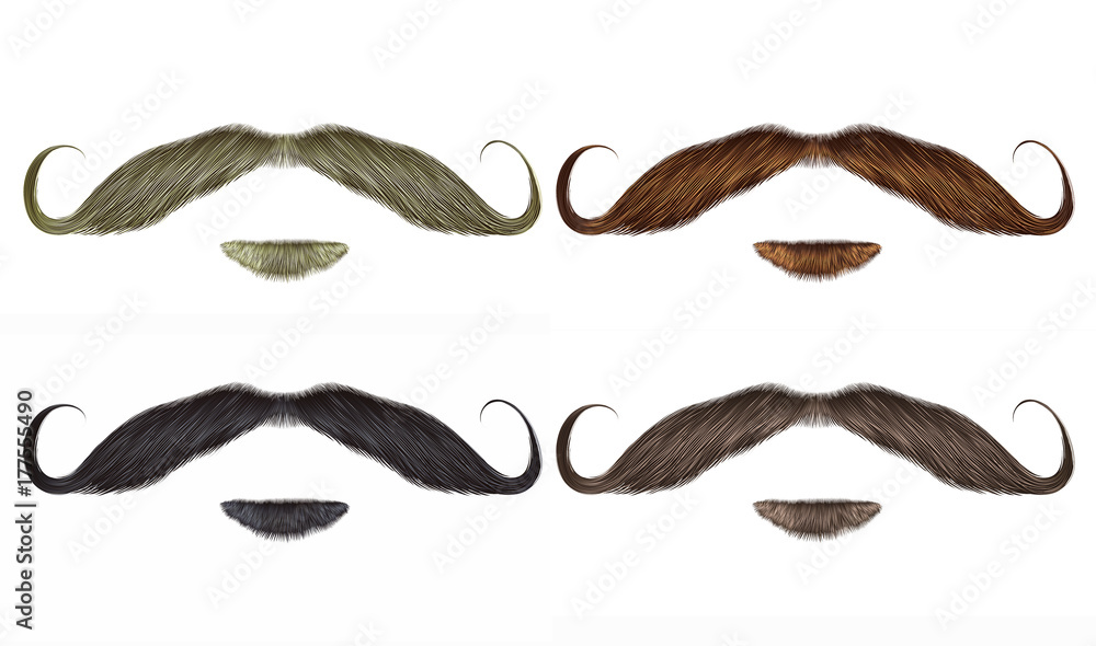 set vector Beard and swirl mustache different colors. Stock Vector ...
