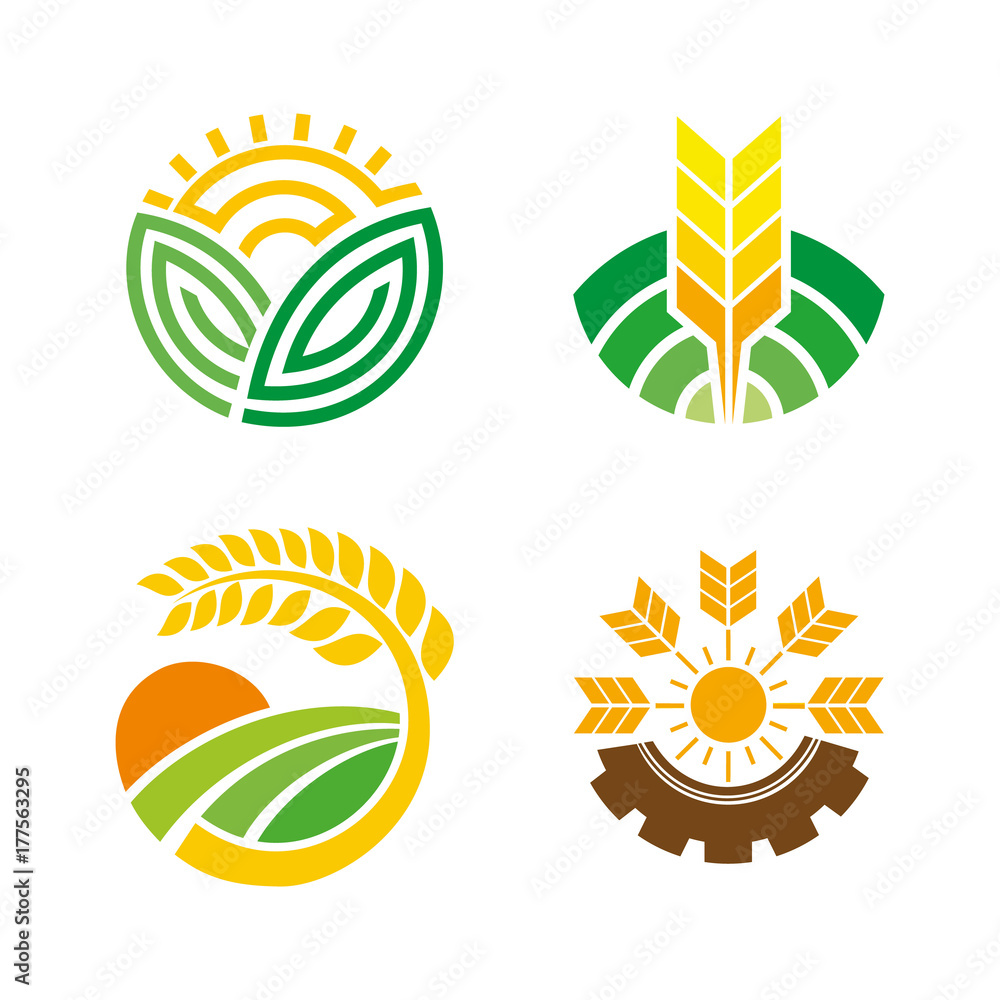 Design of agriculture logos. Color logotype isolated on white ...