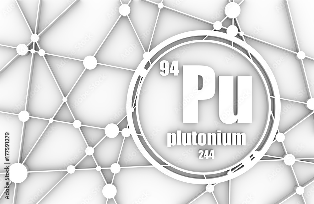 Plutonium chemical element. Sign with atomic number and atomic weight ...