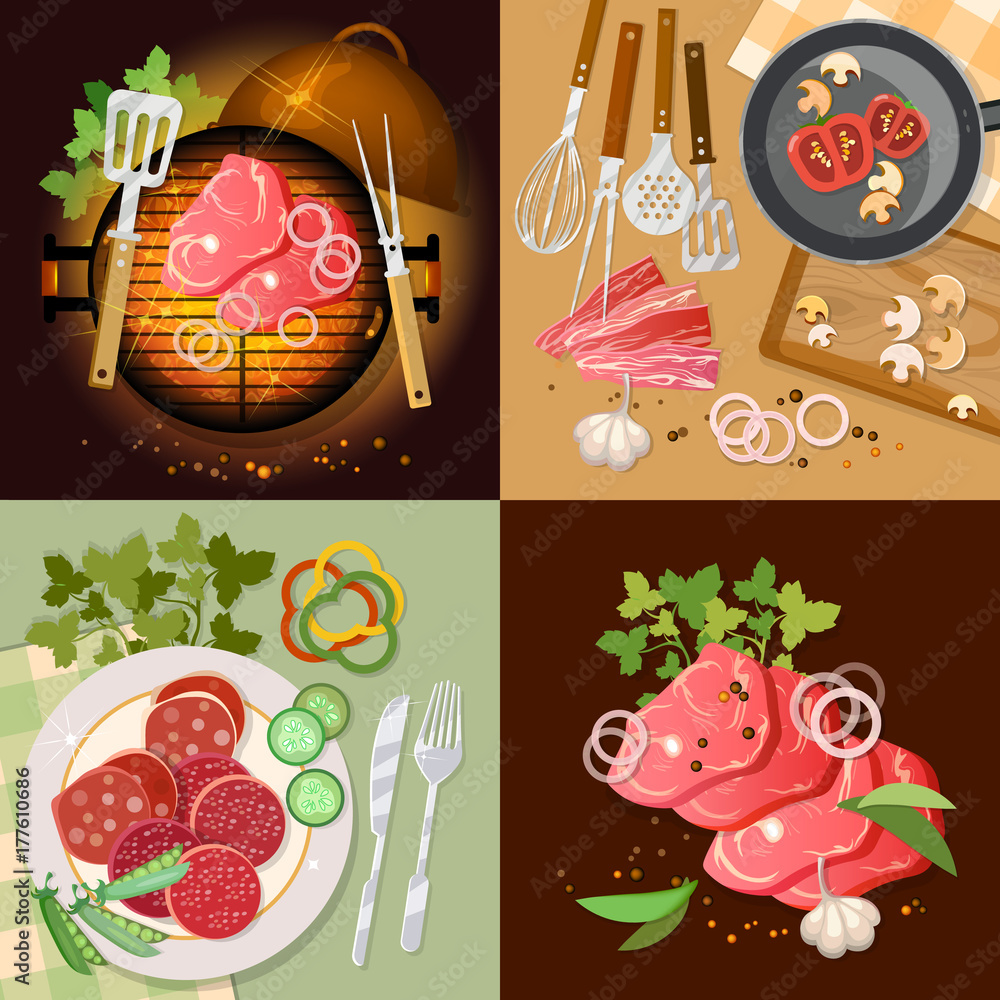 Grilled Meat Vector