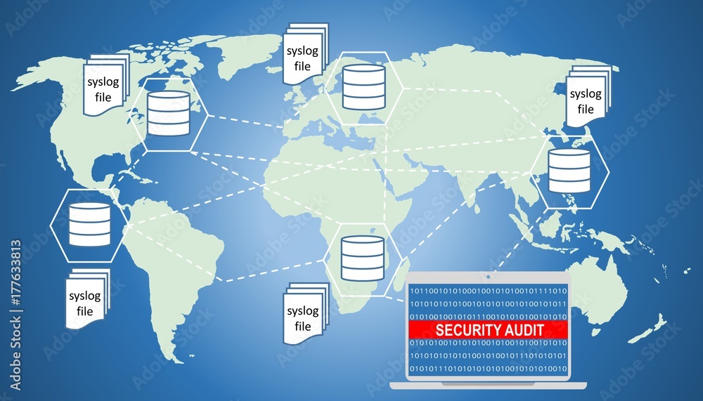 Illustration of security audit trail of world wide databases. Audit ...