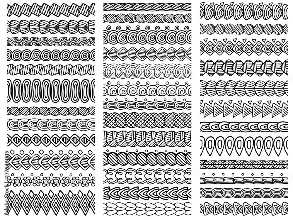 collection hand drawn borders Stock Vector | Adobe Stock