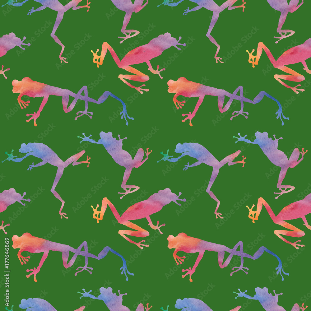 Exotic frog red-eyed pattern in a watercolor style. Full name of the ...