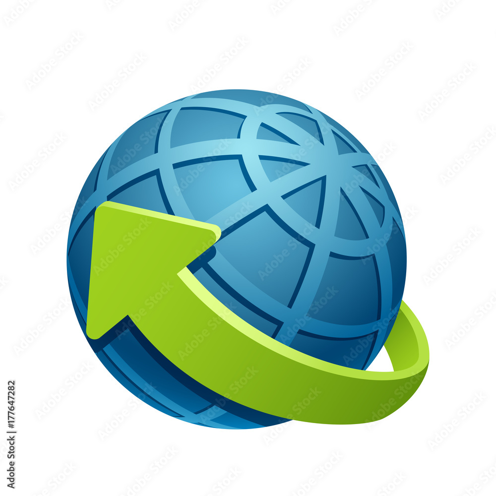 Globe & Arrow - Novo Icons. A professional, pixel-aligned icon designed ...