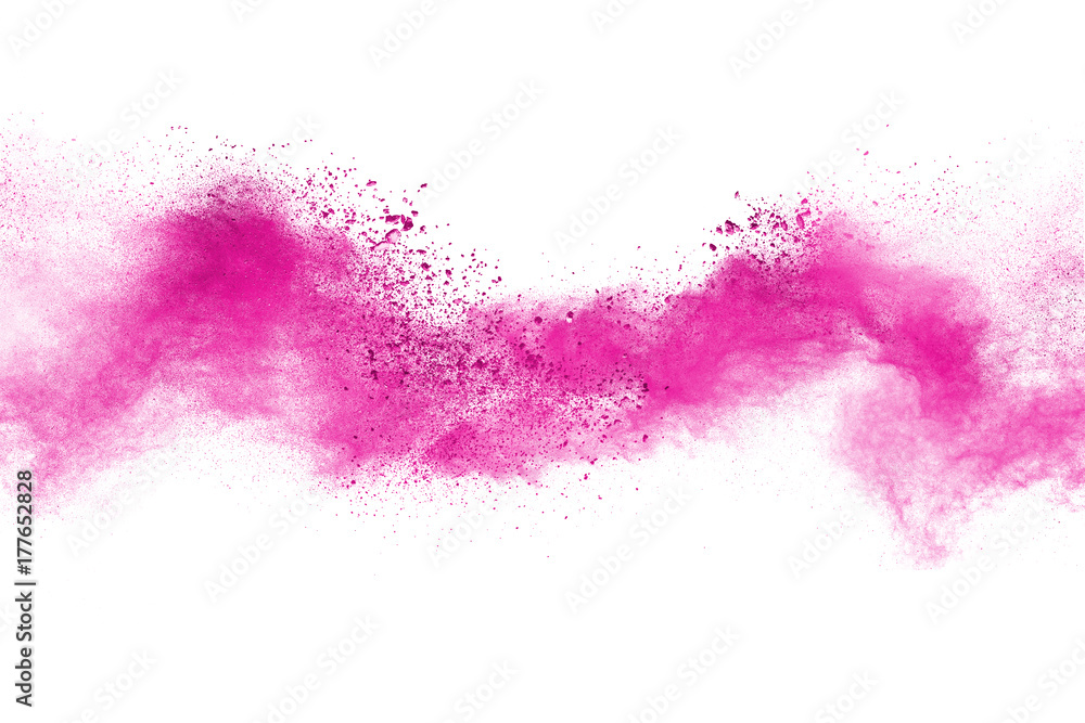 Explosion of colored powder isolated on white background. Stock Photo ...