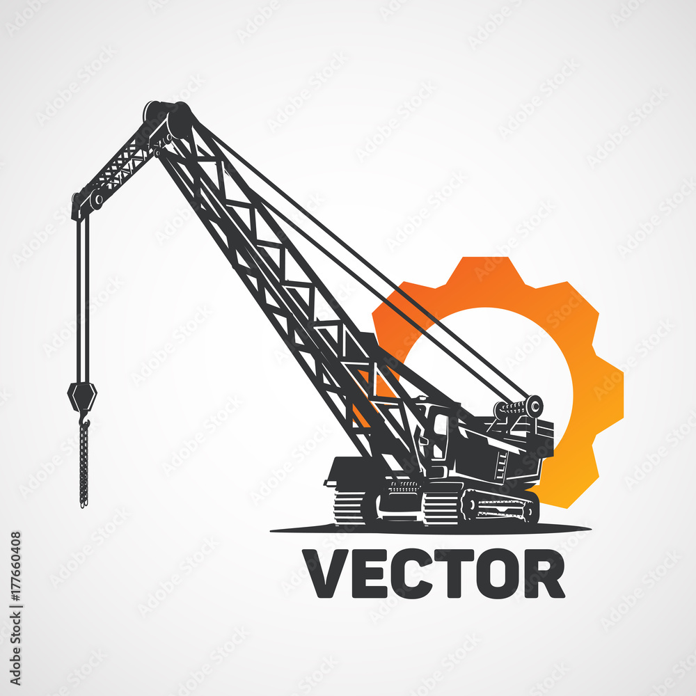 Crawler Construction Crane and gear. Stock Vector | Adobe Stock