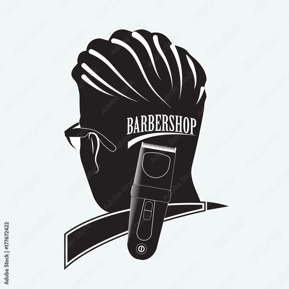 Stylish Barber Shop Logo for the Barber shop. Silhouette of man in ...