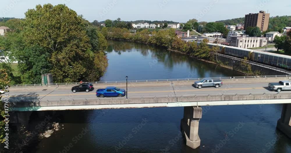 A profile aerial view of traffic on the Officer McCray Rob Memorial ...