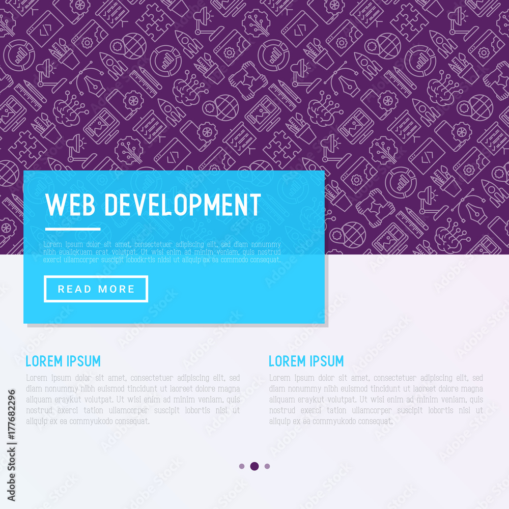 Web development concept with thin line icons of programming, graphic ...