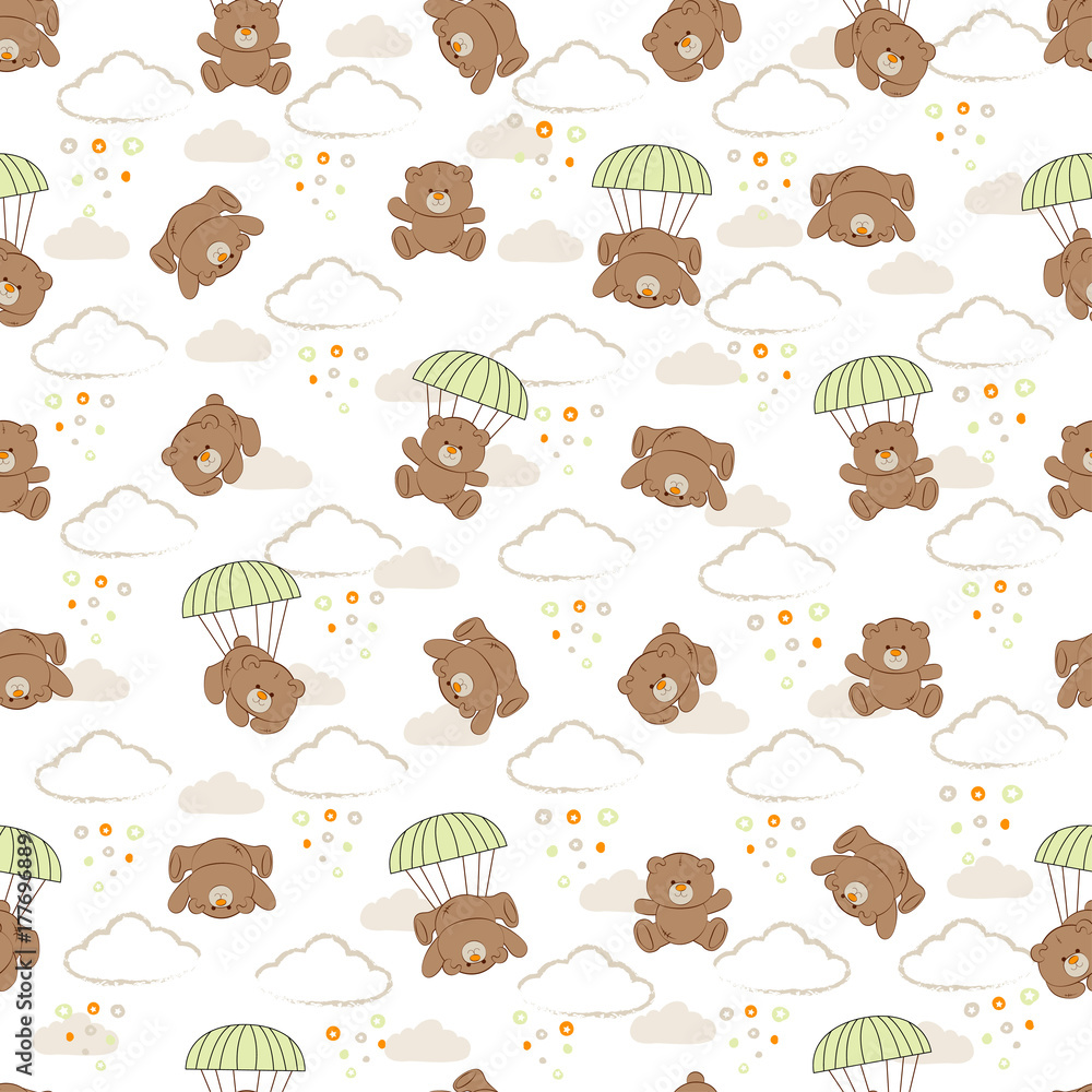 Cute kids pattern bear for girls and boys. Colorful bears on the ...