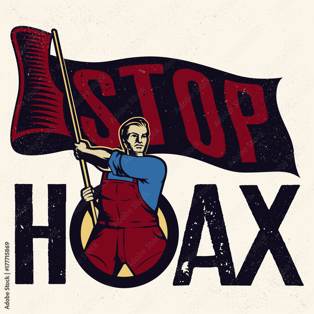 Stop HOAX propaganda. Vintage propaganda poster and elements. Isolated ...