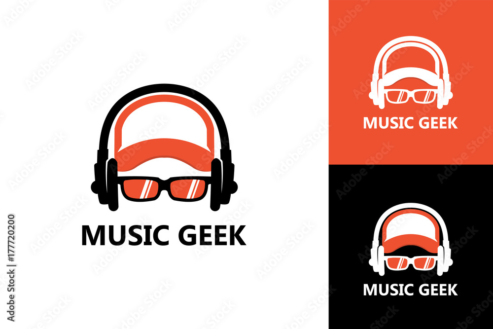 Music Geek Logo Template Design Stock Vector | Adobe Stock