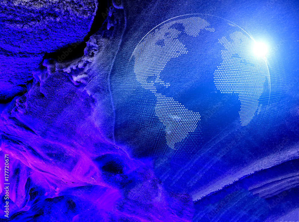 model of planet earth from decaying particle on background of frozen ...