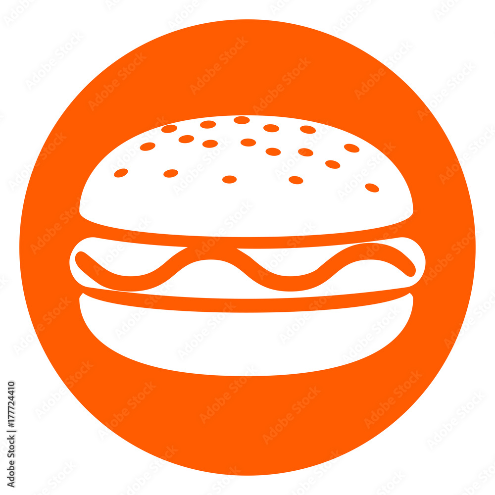 burger orange circle icon Stock 벡터 | Adobe Stock
