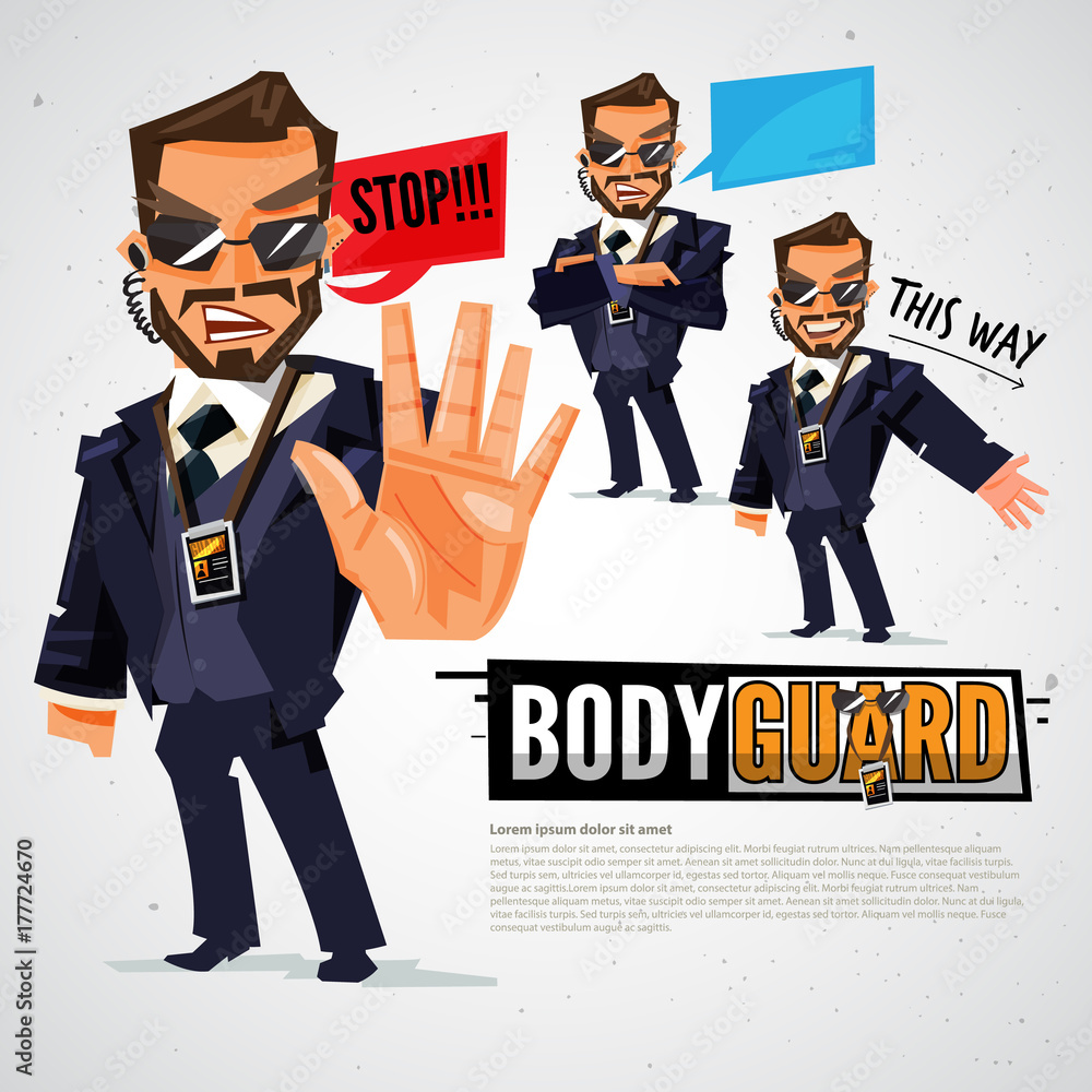 bodyguard. Security and security guards in actions - vector ...