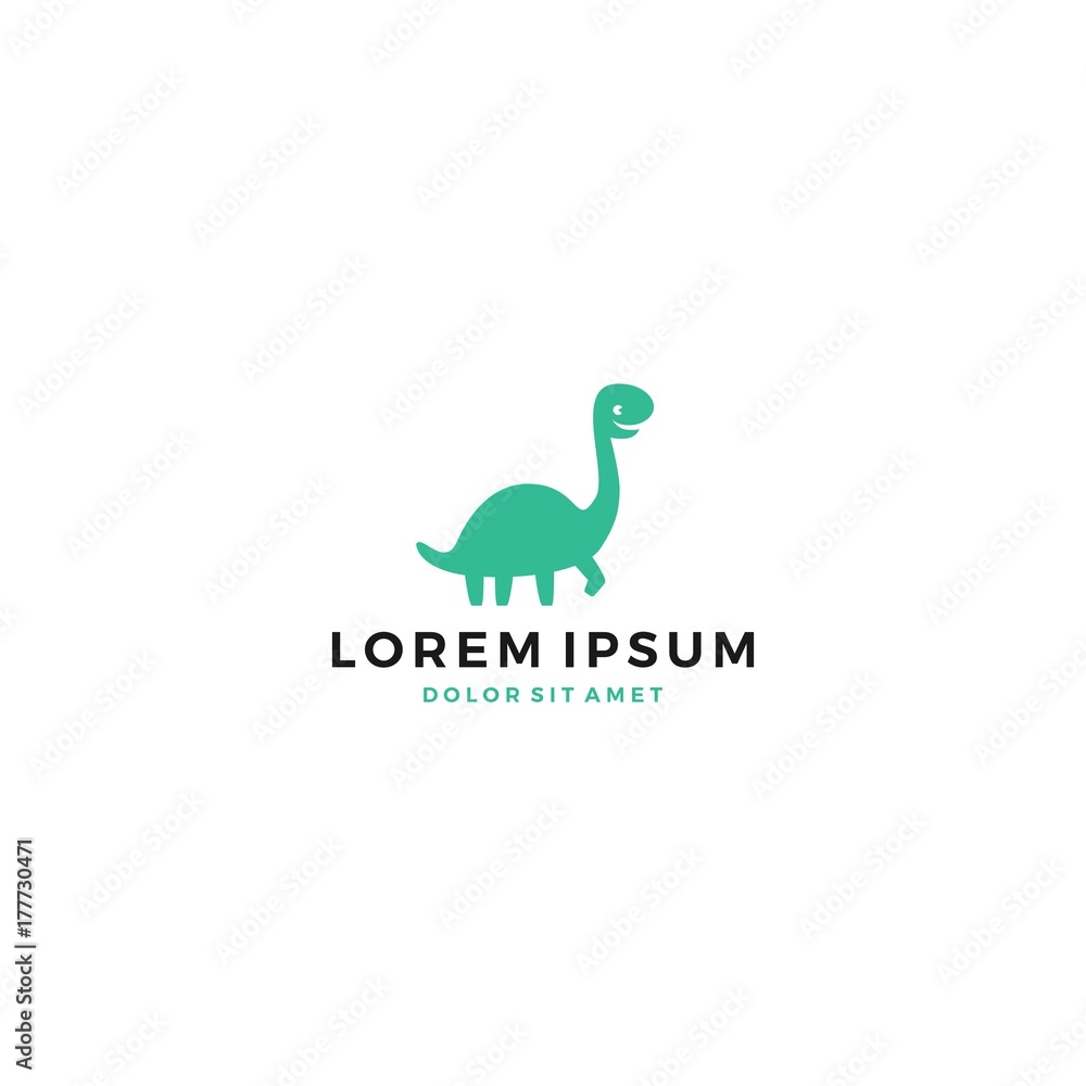 cute dino dinosaur dinosaurus brontosaurus logo vector icon template Stock Vector | Adobe Stock