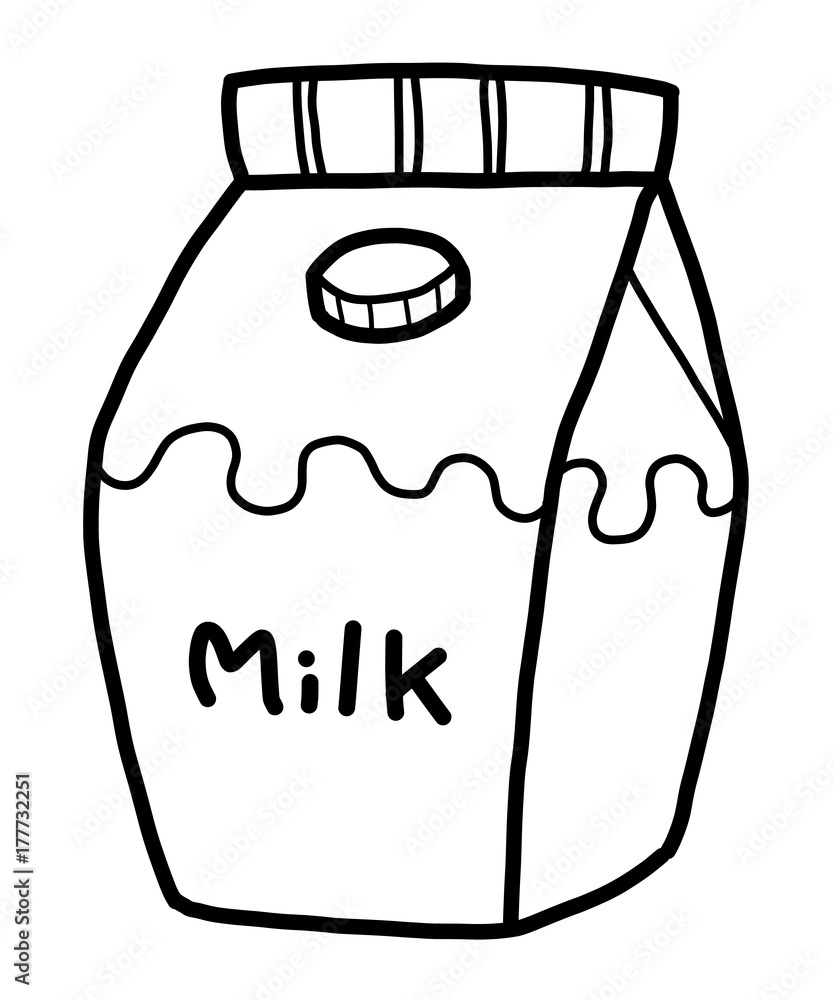 milk box / cartoon vector and illustration, black and white, hand drawn ...