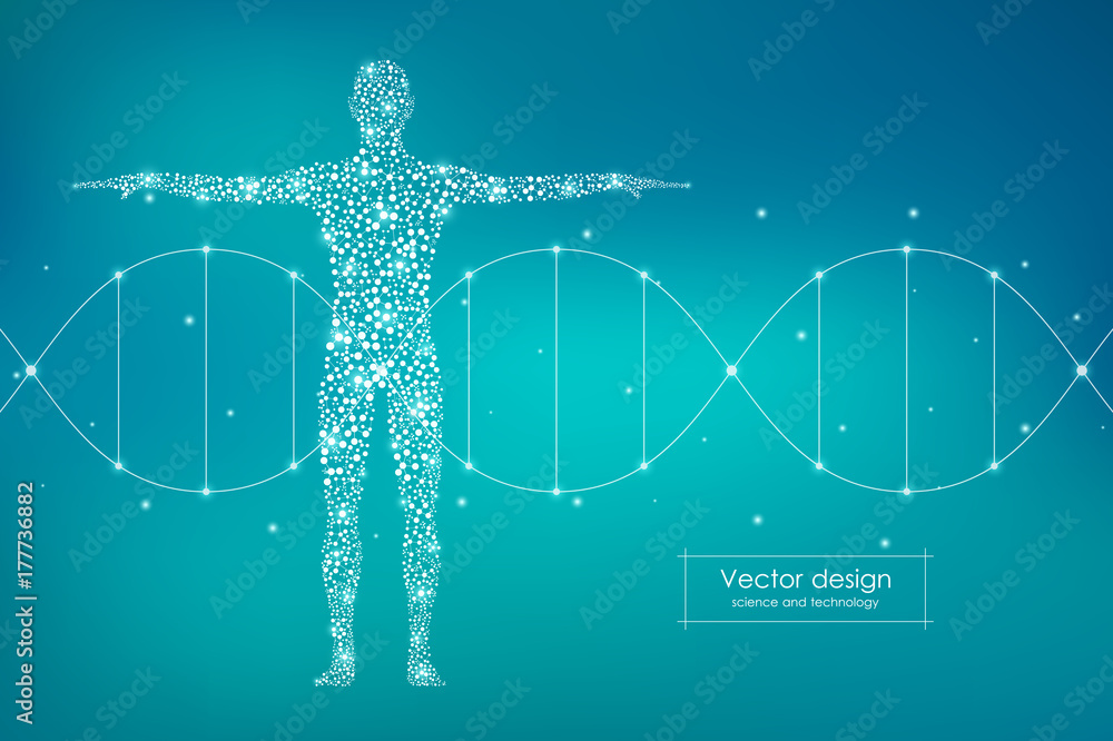 Abstract human body with molecules DNA. Medicine, science and ...