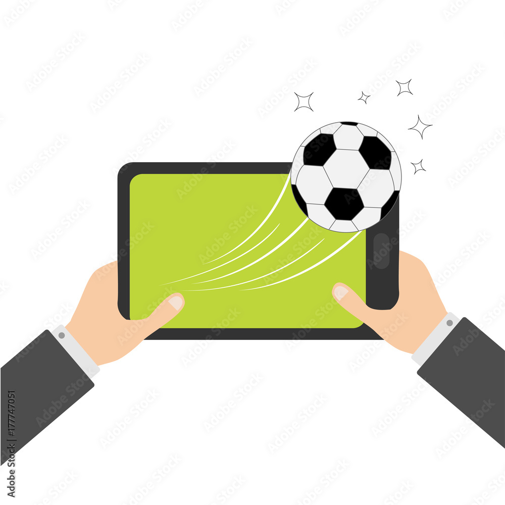 Two businessman hands holding genering tablet PC gadget. Male teen hand ...