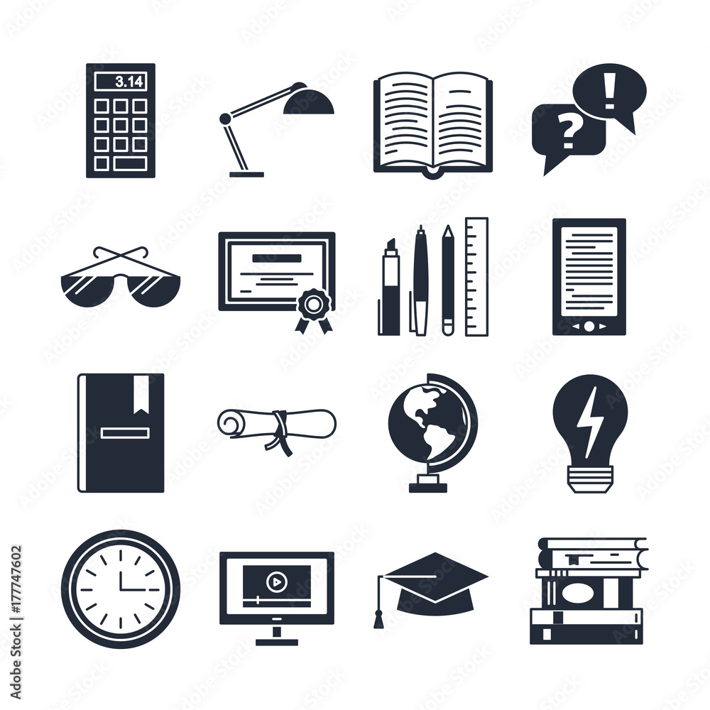 Education Icons Black And White