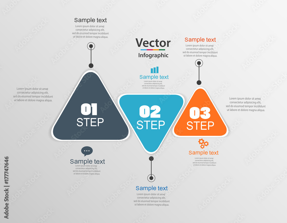 Infographic template of triangular elements. Business concept with 3 ...