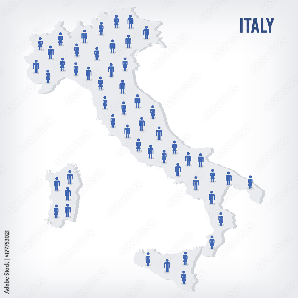 Vector people map of Italy . The concept of population. Stock Vector ...