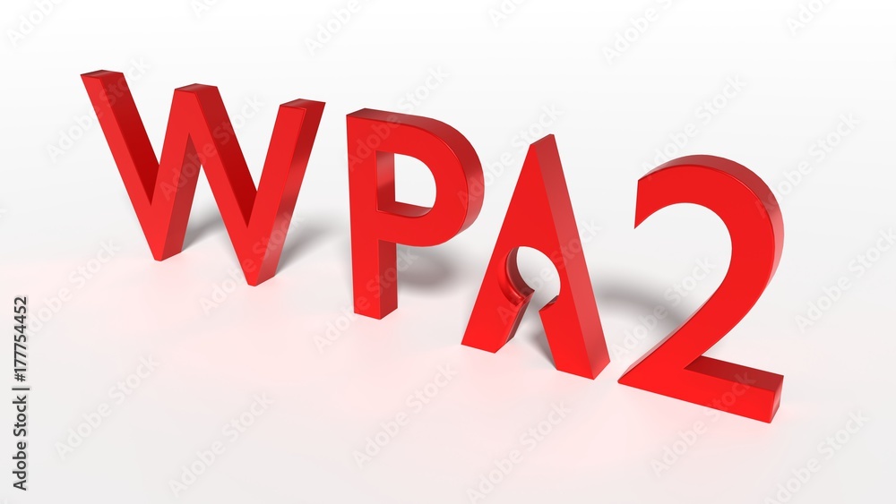 Red word WPA 2 network encryption where the A is shaped by a keyhole ...