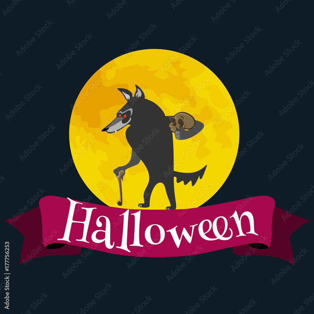 Werewolf on halloween with the full moon background, horror wolf at ...