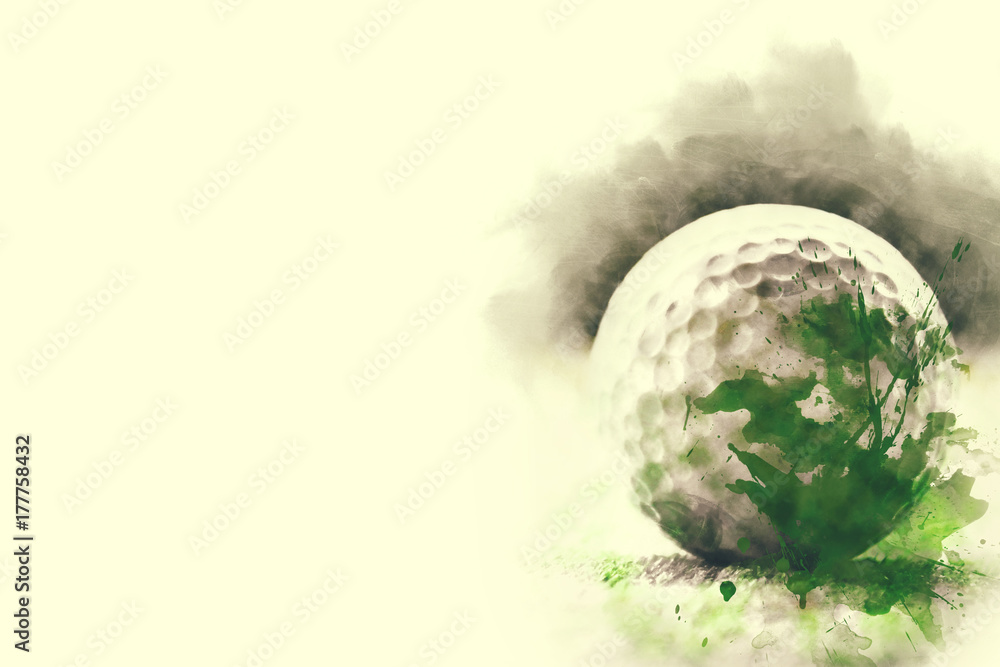 Abstract colorful a Golf ball on the green carpet backdrop, Golf ball ...