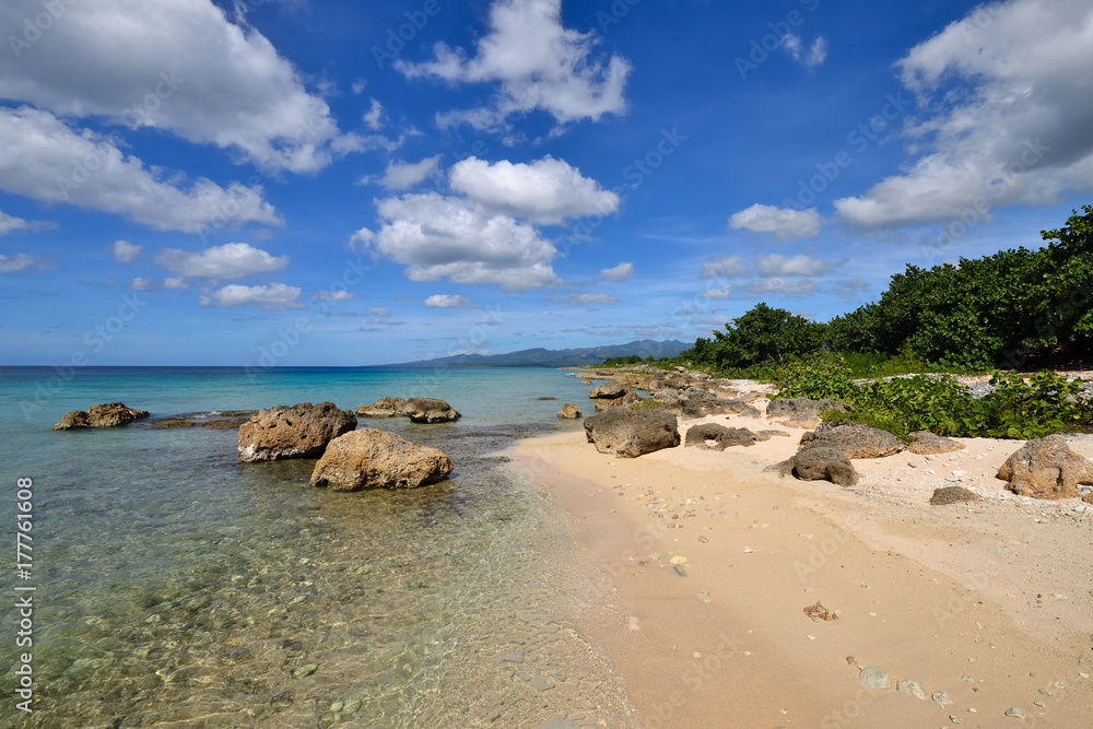 Small cosy Ancon beach being in the vicinity of the Trinidad city on ...