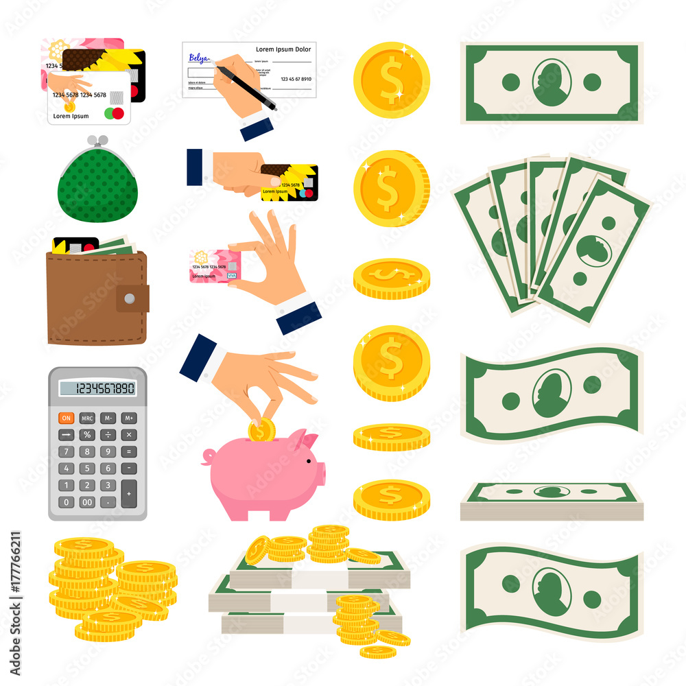 Money icons big collection Stock Vector | Adobe Stock