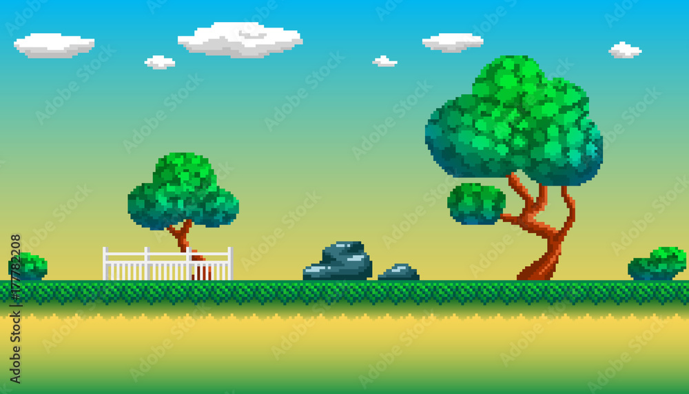 Pixel art seamless background. Stock Vector | Adobe Stock