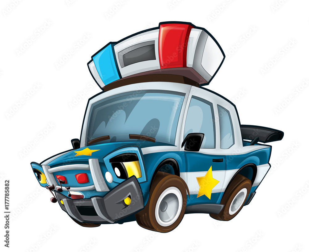 Cartoon smiling police car - illustration for children Stock ...