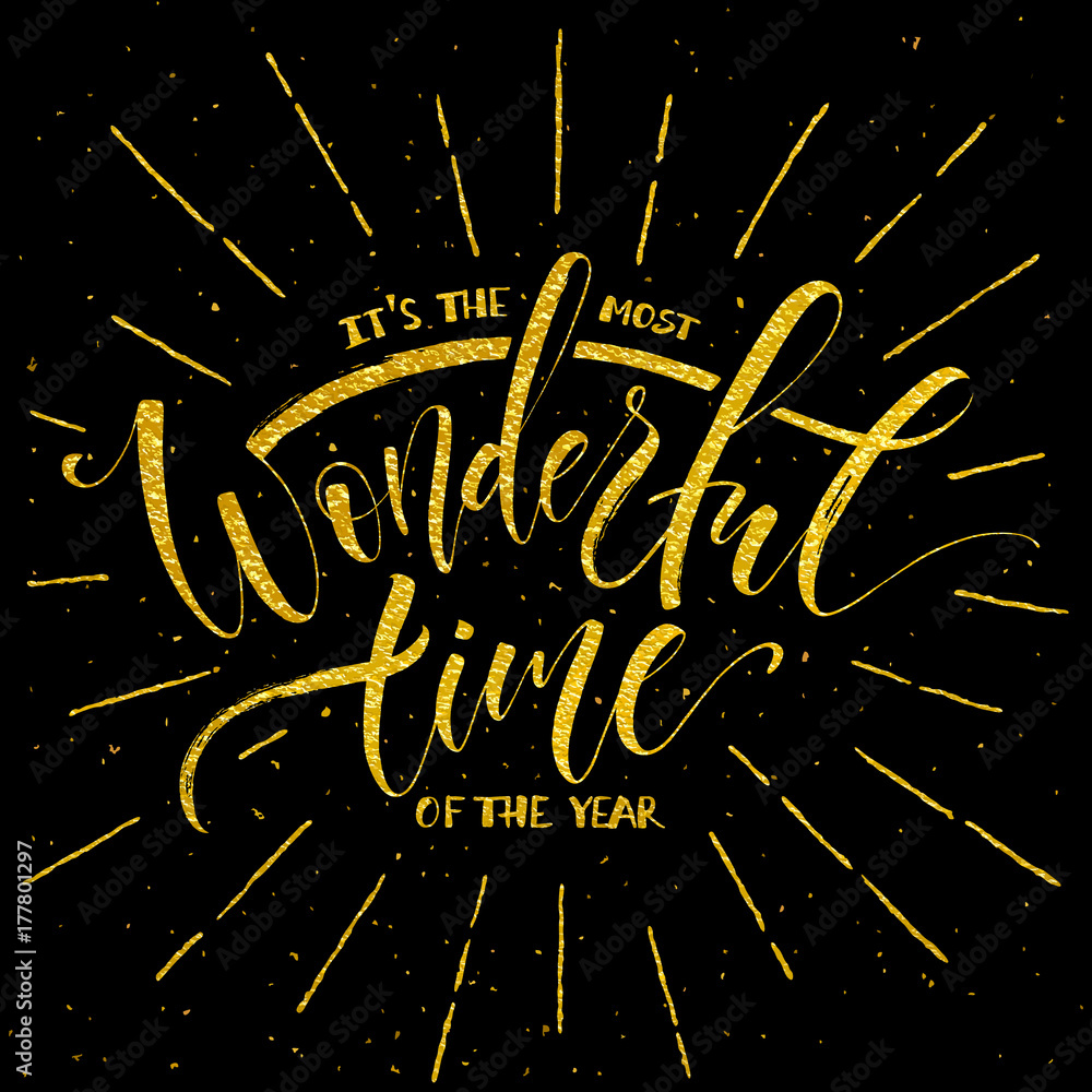 It is the most wonderful time of the year. Greeting card with modern ...