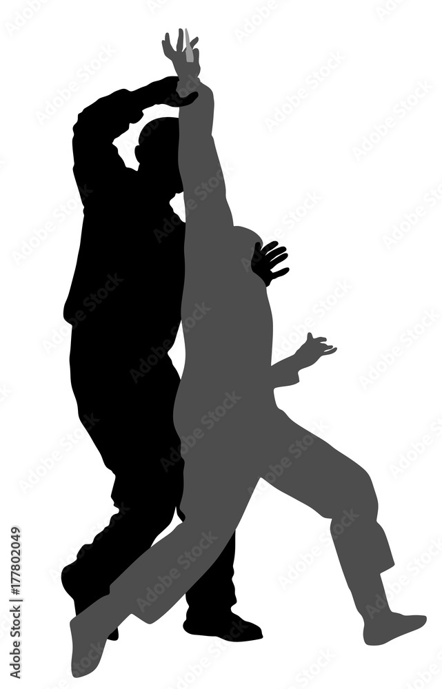 Self defense battle vector silhouette illustration. Man fighting ...