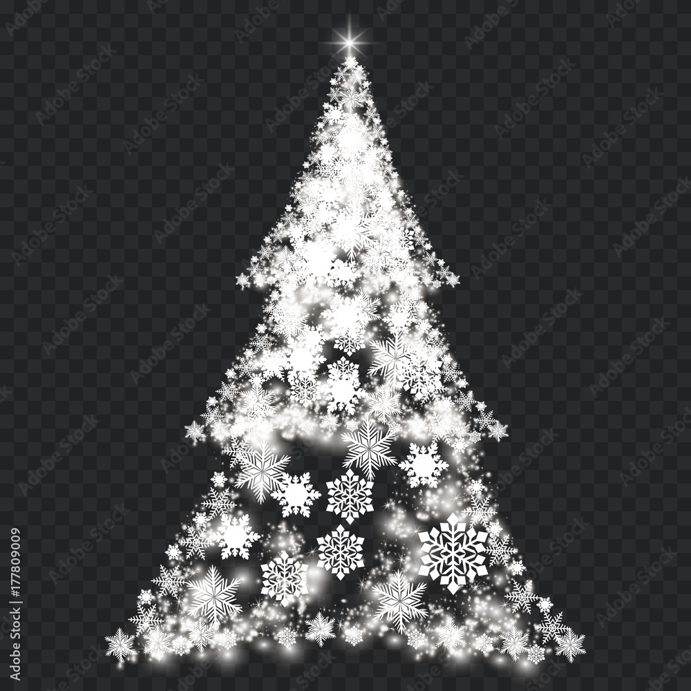 Silver Christmas tree on transparent background Stock Vector | Adobe Stock