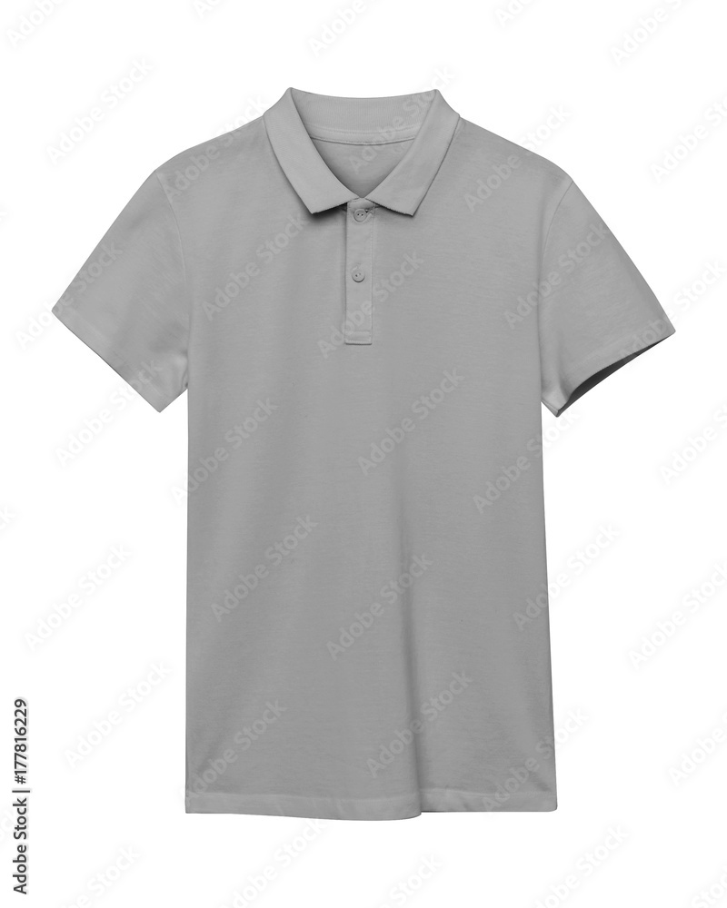 Gray polo shirt isolated on white Stock Photo | Adobe Stock
