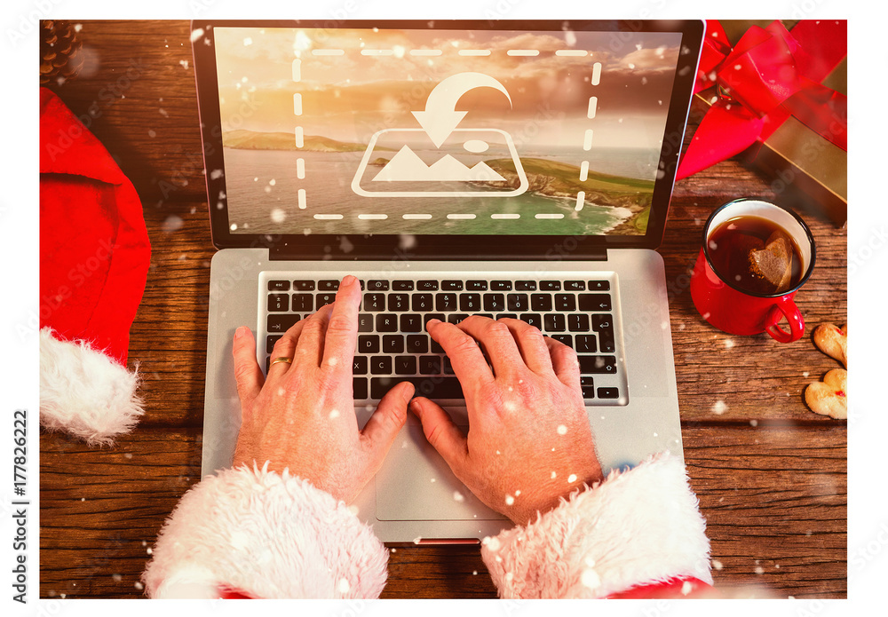 Santa with Laptop Mockup 4 Stock Template | Adobe Stock