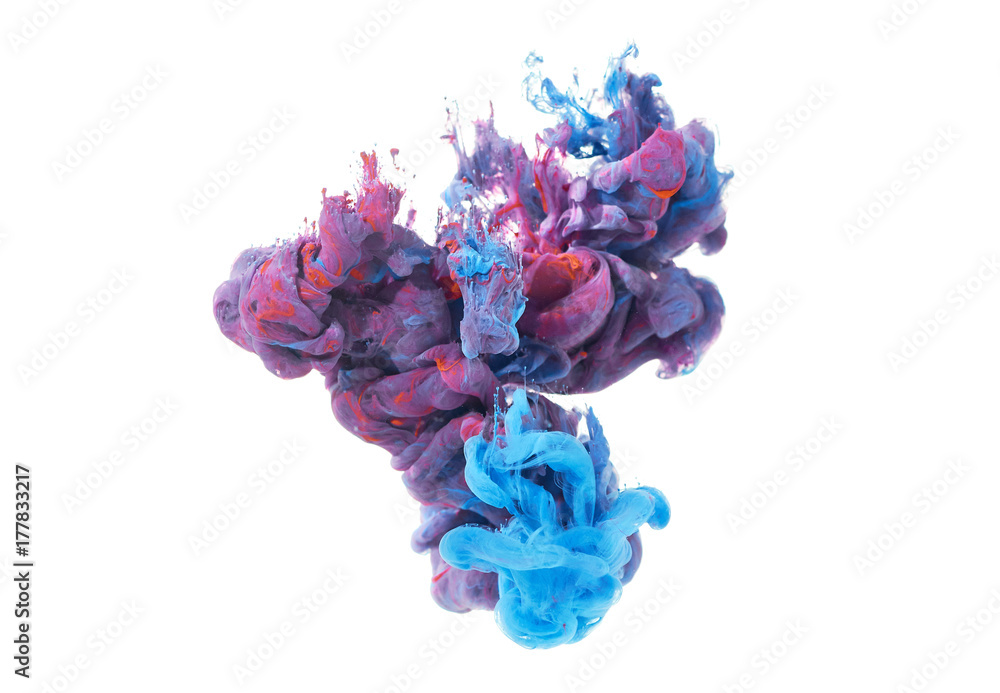splash of red and blue paint. Ink in water Stock Photo | Adobe Stock